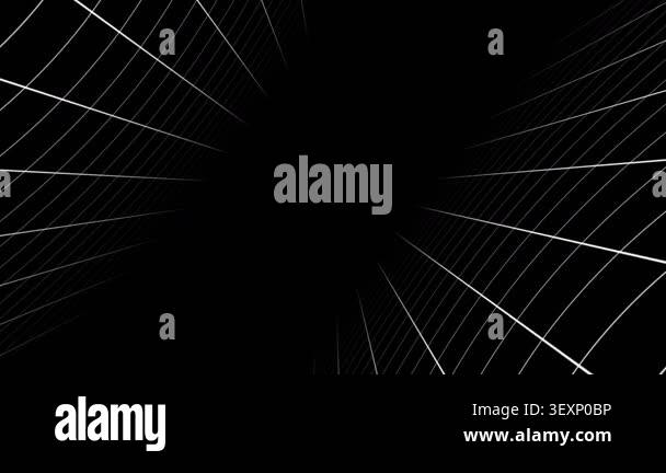 Abstract digital grid lines moving and curving on black background for ...