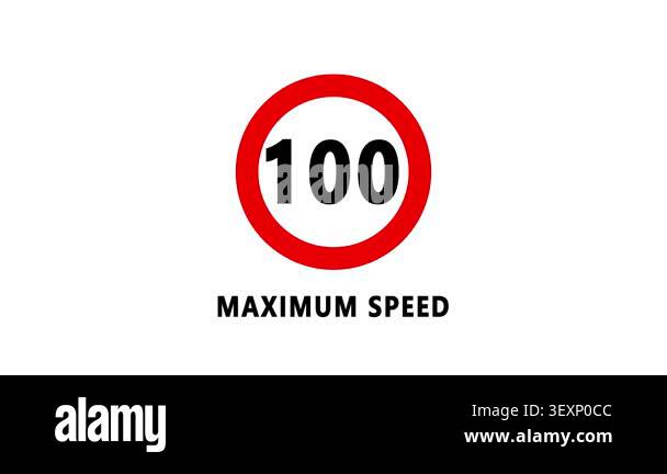 Animated Maximum Speed Limit 100 Sign Appears with Text on a White ...