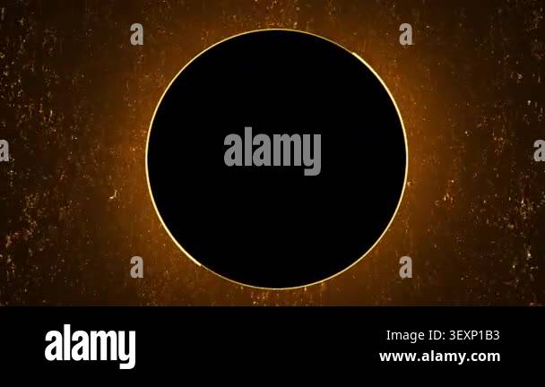 Golden glowing luxury circle frame animation on dark abstract ...
