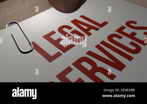 Legal services concept with text on red background, law and business ...