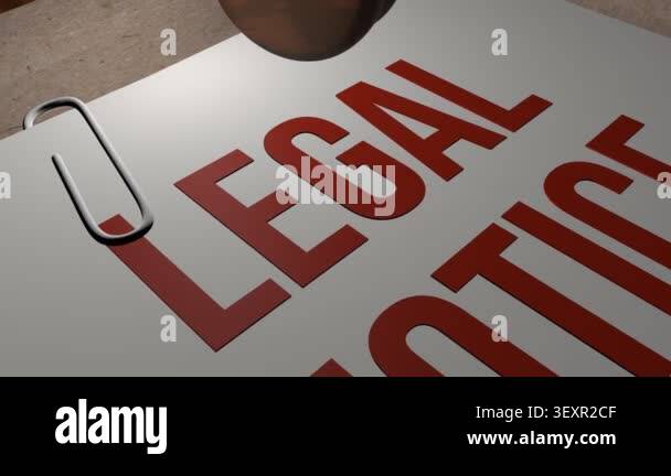 Legal notice concept with text and justice theme, law and business ...