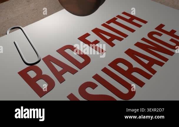 Bad faith insurance legal concept with text on red background, law and ...