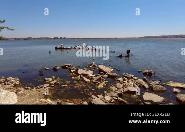 Istanbul,Turkiye.June 24,2026.Kucukcekmece Lake shoreline with walking ...