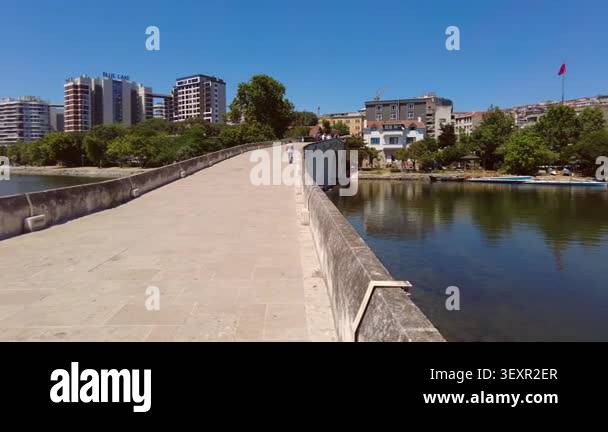 Istanbul,Turkiye.June 24,2026.Kucukcekmece Lake shoreline with walking ...