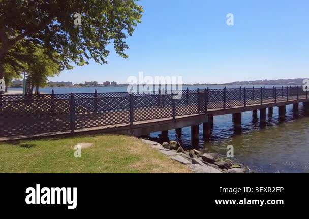 Istanbul,Turkiye.June 24,2026.Kucukcekmece Lake shoreline with walking ...