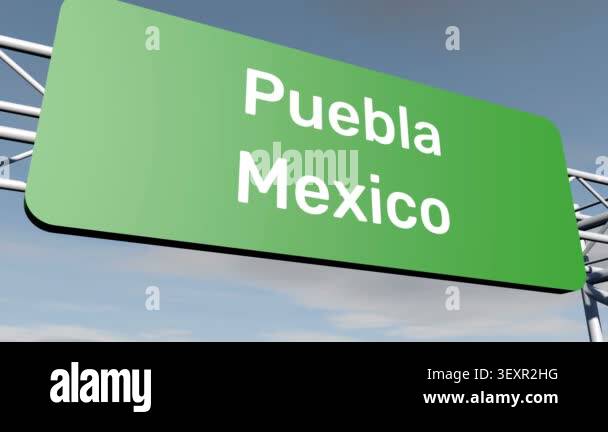 Puebla Mexico road sign animation Stock Video Footage - Alamy