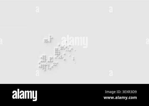 Minimalist animation of a map of European Union, composed of white ...