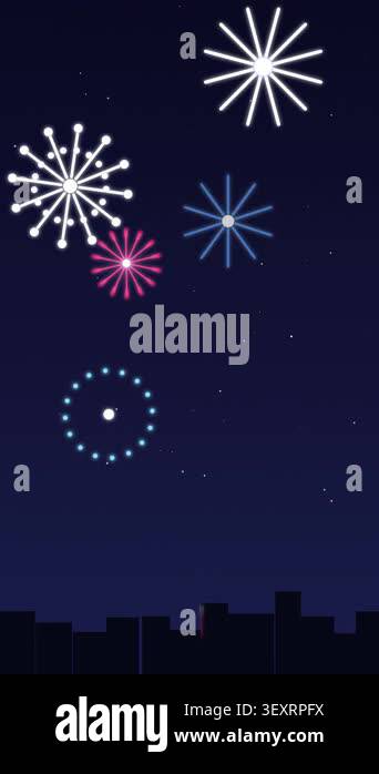 Abstract fireworks display animation 4th of july independence day ...