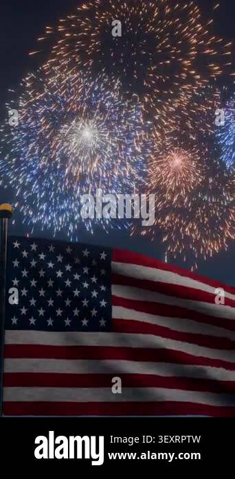 American flag waving during 4th of July independence day night holiday ...