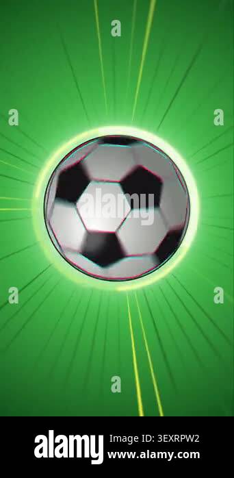 Soccer sport ball rotating on green animation background Stock Video ...