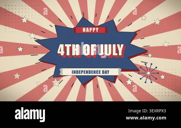 vintage comic 4th of july text animation for american independence day ...