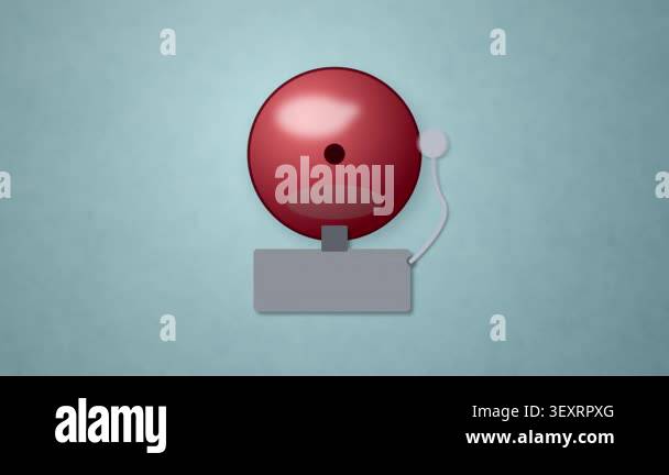 Red school alarm bell ringing on blue wall animation Stock Video ...