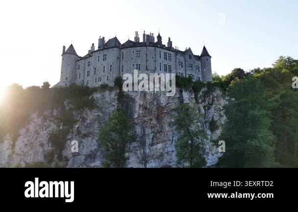 Walzin Castle stands majestically on a towering cliff in the Belgium ...