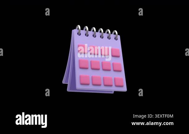 3D calendar icon on green screen background. Concept of schedule ...