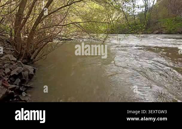 water flowing in the river, relaxed water background, moving water in ...