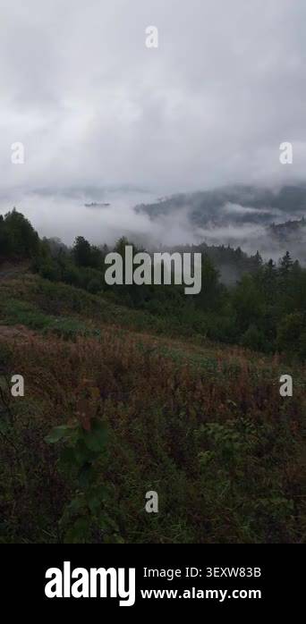 view of the foggy mountains Stock Video Footage - Alamy