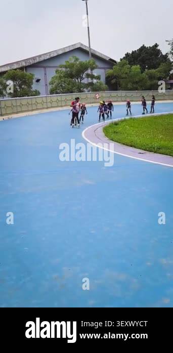 Tangerang Indonesia, Aug 4, 2024: Inline speed skating outdoor with ...