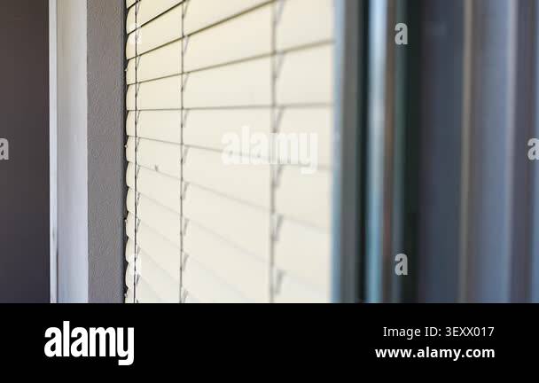 Exterior blind lamellas tilting closed to block sunlight and increase ...
