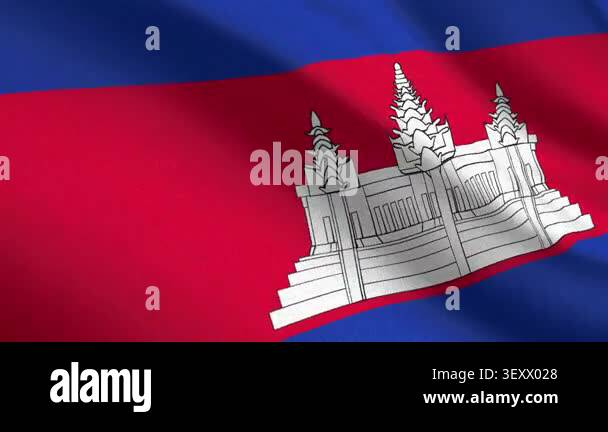 Seamless 3D video of the Cambodia flag fluttering in the wind looping ...