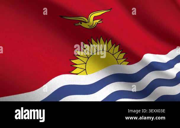 Seamless 3D video of the Kiribati flag fluttering in the wind looping ...