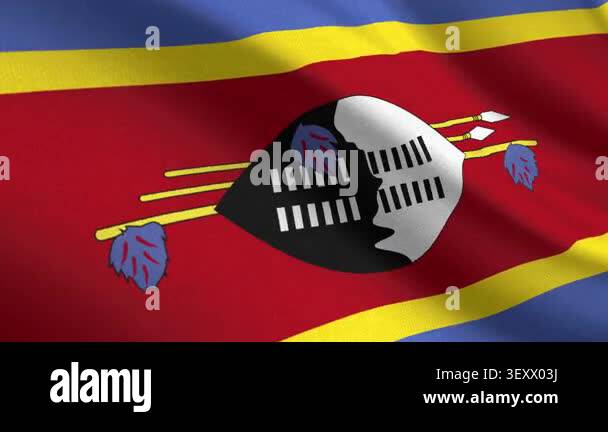 Seamless 3D video of the Esvatini flag fluttering in the wind looping ...