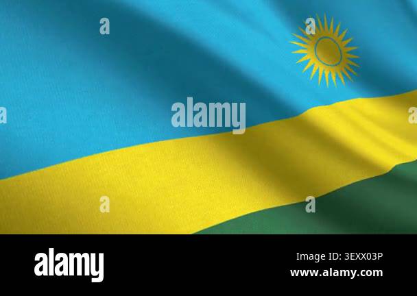 Seamless 3D video of the Rwanda flag fluttering in the wind looping ...