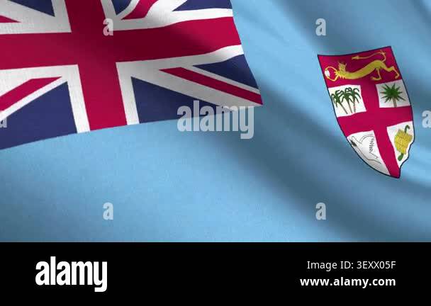 Seamless 3D video of the Fiji flag fluttering in the wind looping Stock ...