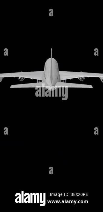Passenger Plane Flying Over Camera and Ascending, Alpha Channel ...