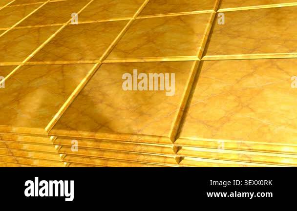 Gentle Sweep Across Giallo Siena Marble Tile Surface with Warm Golden ...