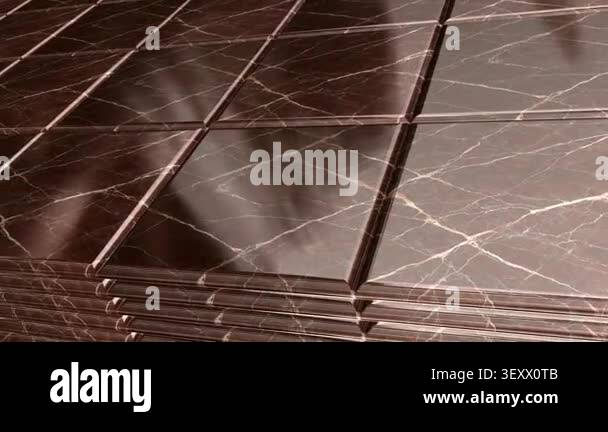 Flowing Motion Over Rosso Levanto Marble Tiles with Dramatic Red Veins ...