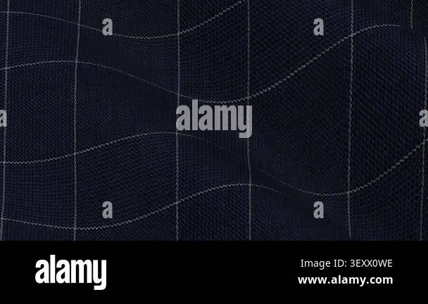 Italian Navy Blue Windowpane Check Wool Fabric shifting in rich waves ...