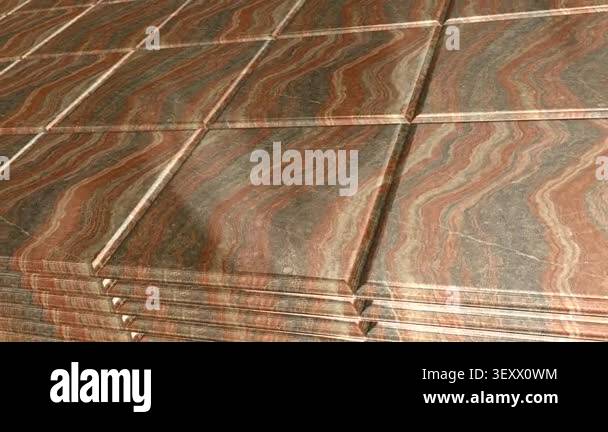 Flowing Camera Movement Across Cipollino Ondulato Rosso Marble Tile ...