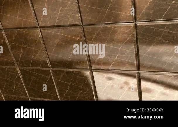 Cinematic View Across Emperador Dark Marble Tile Surface with Rich ...