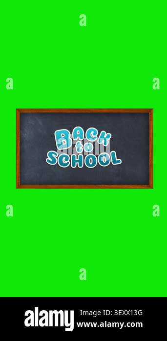 Back to School Title on a Classroom Chalkboard with Green Screen ...