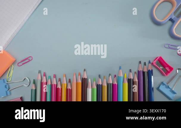 Back to School Background with Colorful School Supplies Framing Large ...