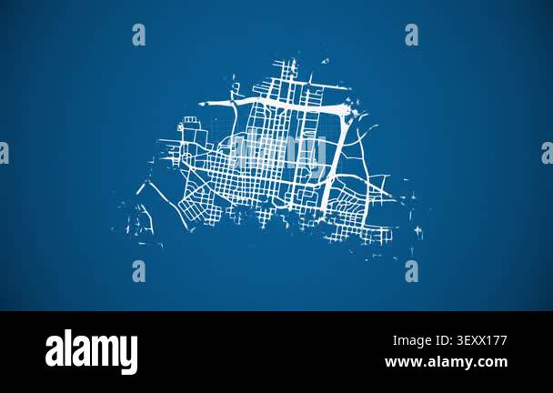 Ink reveal animation of Albuquerque city, New Mexico (NM), United ...