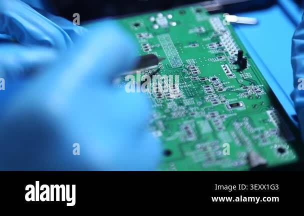 close up of computer circuit board with blue background Stock Video ...
