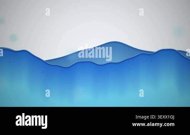 Seamlessly looping animation of abstract blue water waves gently ...