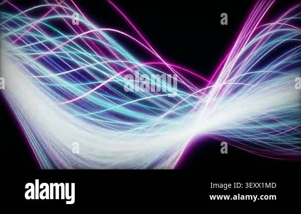 Seamless looping animation of abstract, glowing light lines dancing ...