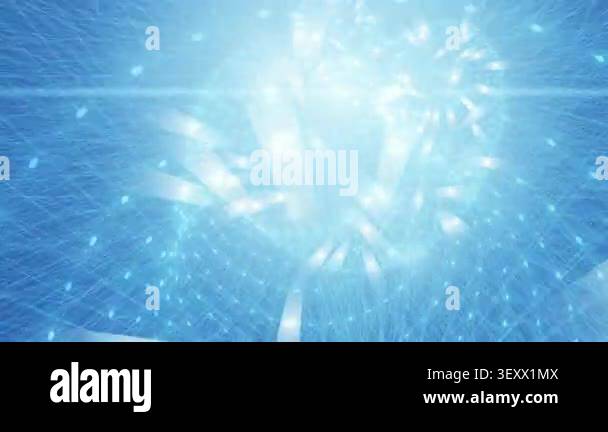Abstract blue technological background featuring rotating glowing ...