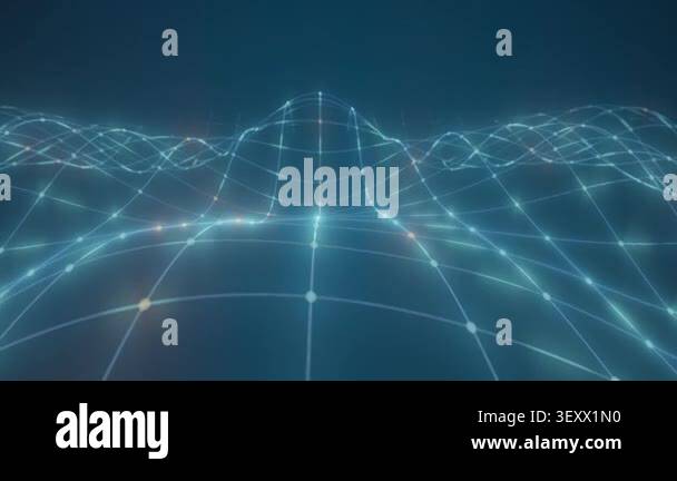 This seamlessly looping animation features an abstract digital network ...