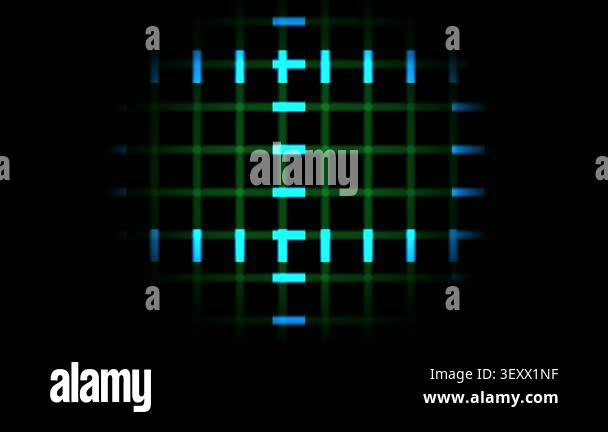 A seamless looping animation of a green targeting grid pattern overlaid ...