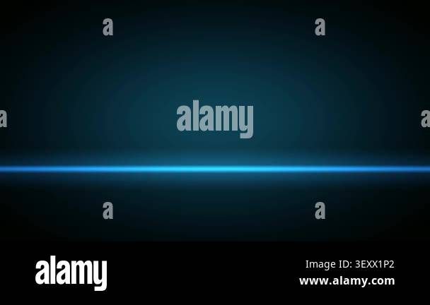 A seamlessly looping animation of a glowing horizontal blue neon line ...