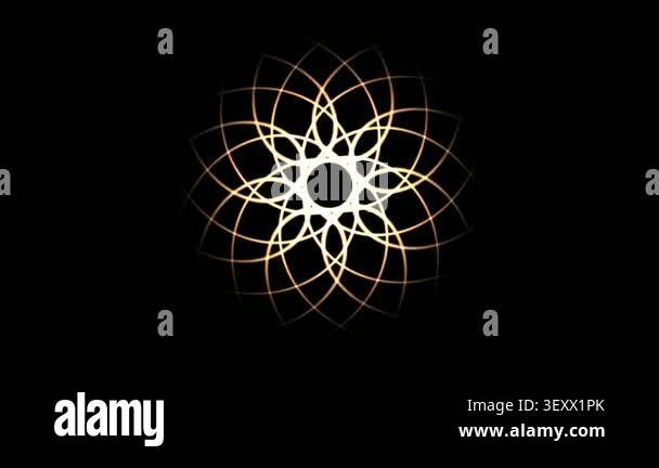 Abstract animation with moving lines evolving into a golden flower ...