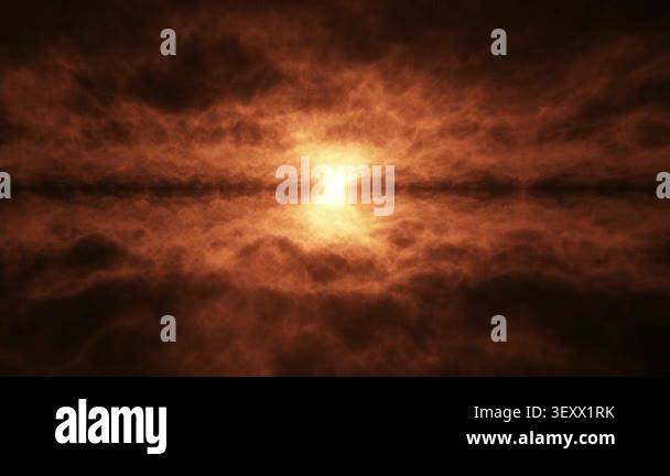 A seamlessly looping animation featuring abstract fiery clouds and a ...
