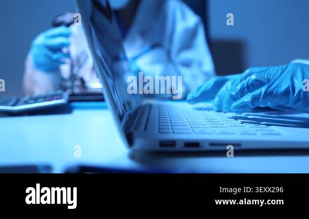 scientist in laboratory with laptop Stock Video Footage - Alamy