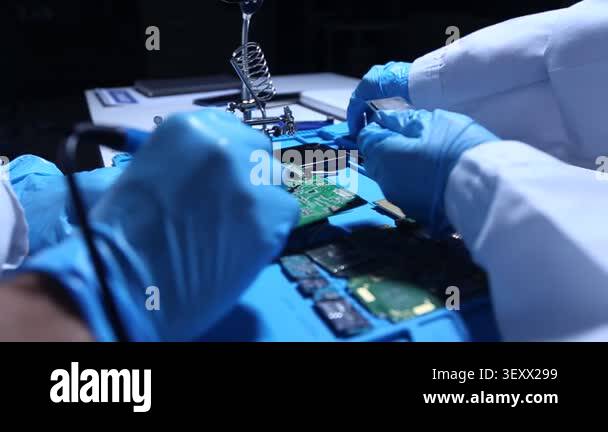 close view of a computer repair board Stock Video Footage - Alamy