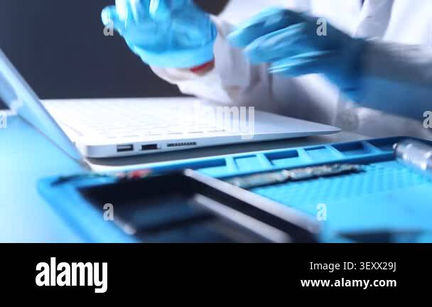scientist using laptop computer in laboratory Stock Video Footage - Alamy