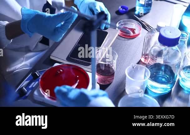 scientist in laboratory with chemical sample Stock Video Footage - Alamy