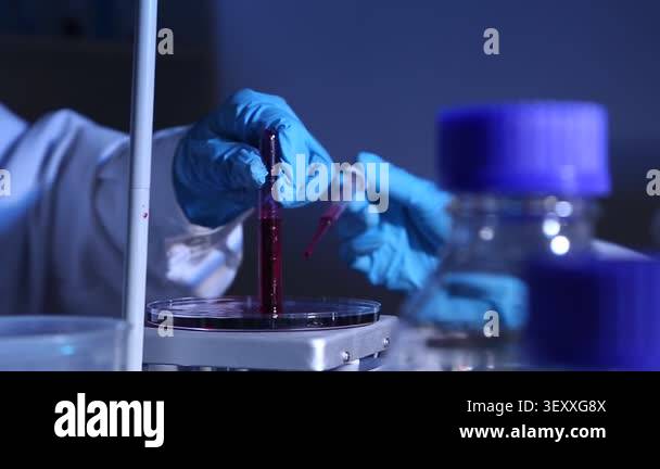 scientist holding a sample in a laboratory. close - up Stock Video ...